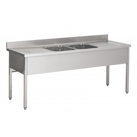 Plonge inox 2 bacs + 2 égouttoirs